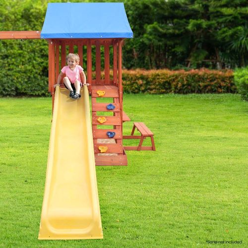Rovo Kids Outdoor Slide and Swing Play Set with Climbing Wall and ...