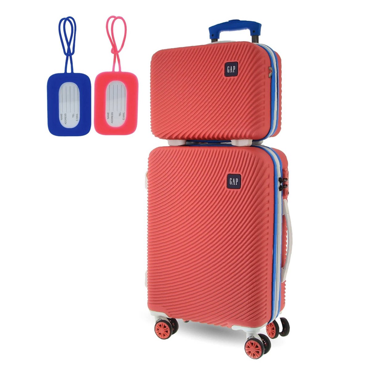 GAP Large Hard-Shell Luggage & Mini Beauty Travel Case Set w/ Tag Coral ...