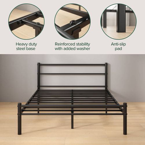 Zinus Double Metal Bed Frame Base - Black - Bunnings Australia