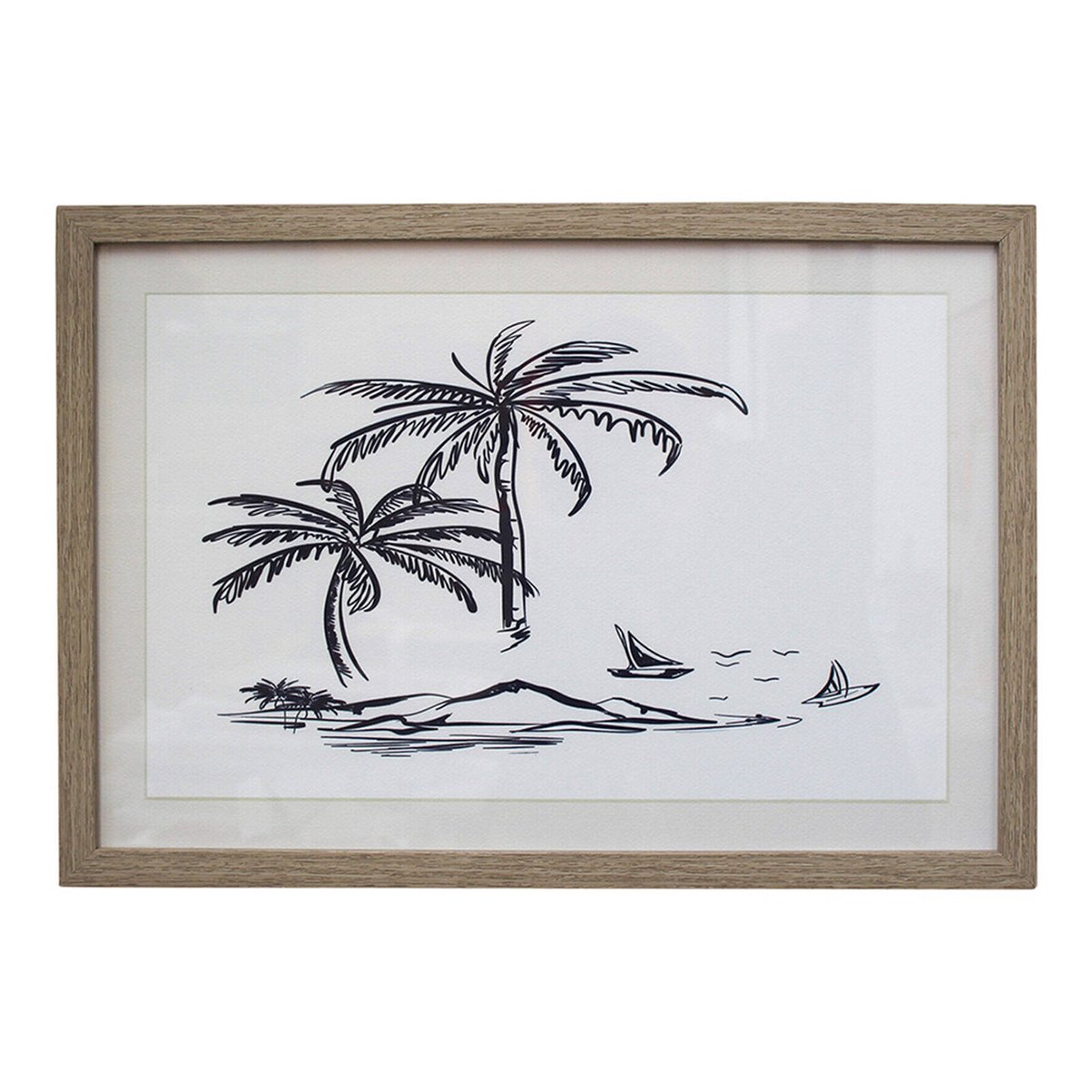 LVD Framed Glass/Resin 50x35cm Print Palm Drawing Wall Hanging Art ...