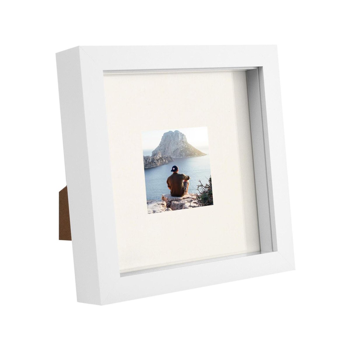 Nicola Spring 6" x 6" White 3D Box Photo Frame - 2" x 2" Mount ...