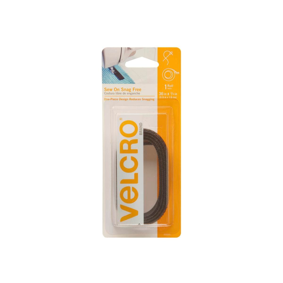 VELCRO® Brand 0.9m x 1.9cm Black Sew On Snag Free Hook & Loop Tape ...