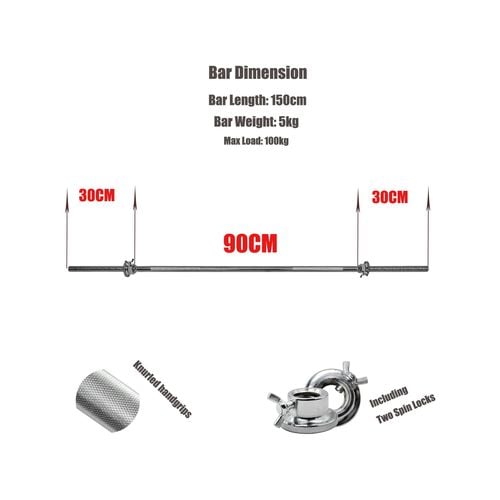 150cm Barbell Bar - Standard 25mm Diameter - Bunnings Australia