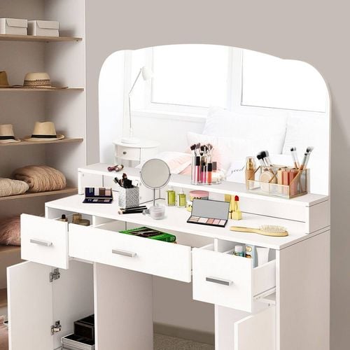 Luxsuite Dressing Table Vanity Mirror Dresser Makeup Desk Drawers ...