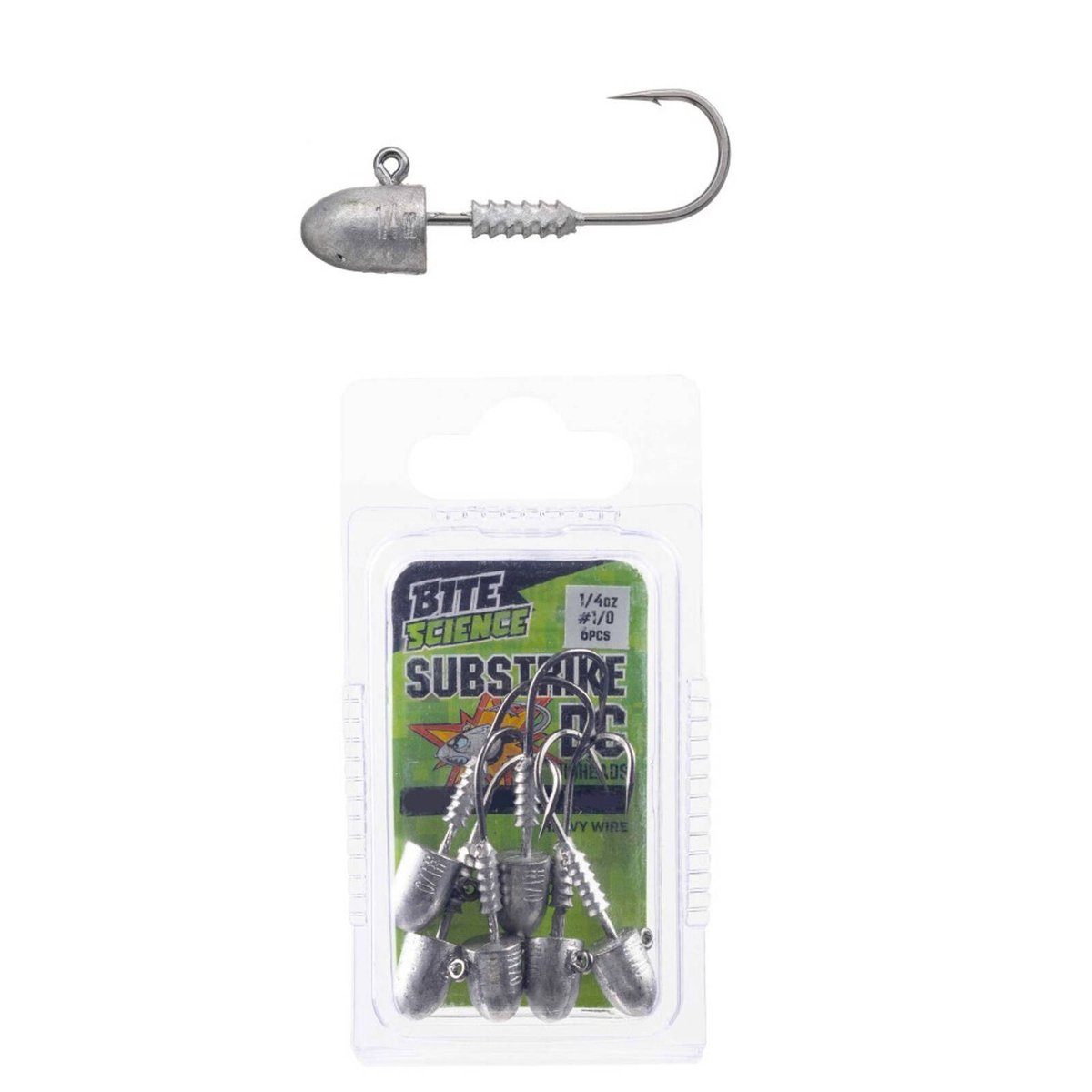 6 Pack of 1/4oz Size 1/0 Bite Science Substrike DC Jigheads with BKK ...