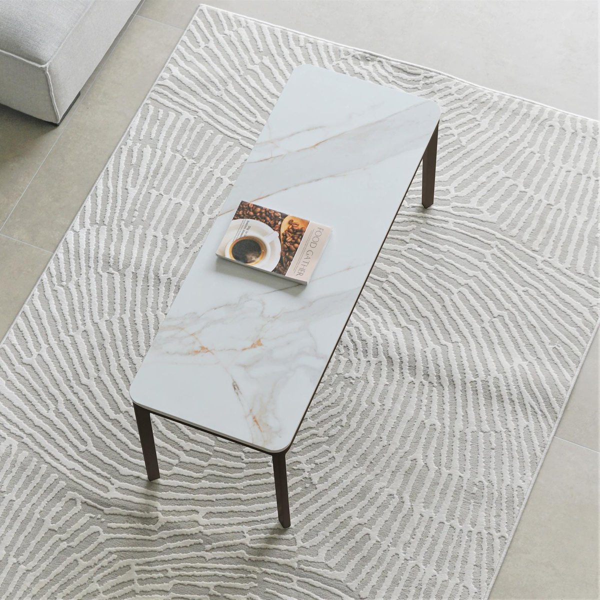 Minimalist Indoor Slim Coffee Table Rectangular Premium Porcelain ...