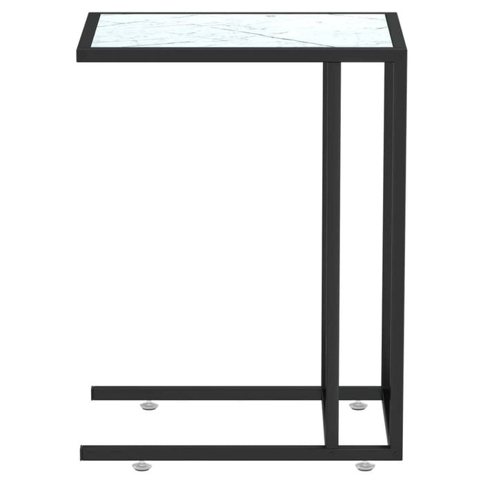 vidaXL Computer Side Table White Marble Tempered Glass Couch Coffee End ...
