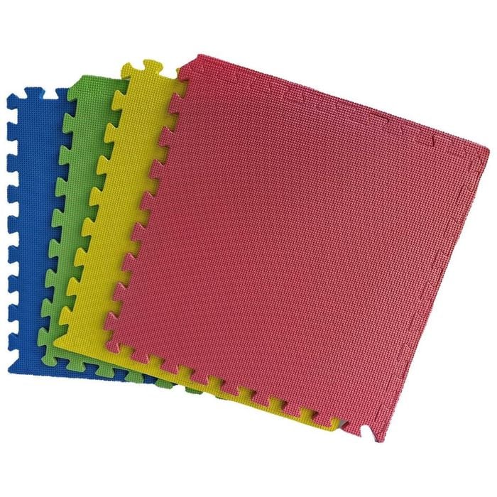Q-Decor 600 x 600 x 12mm Multi Coloured Interlock Foam Mat - 4 Pack ...