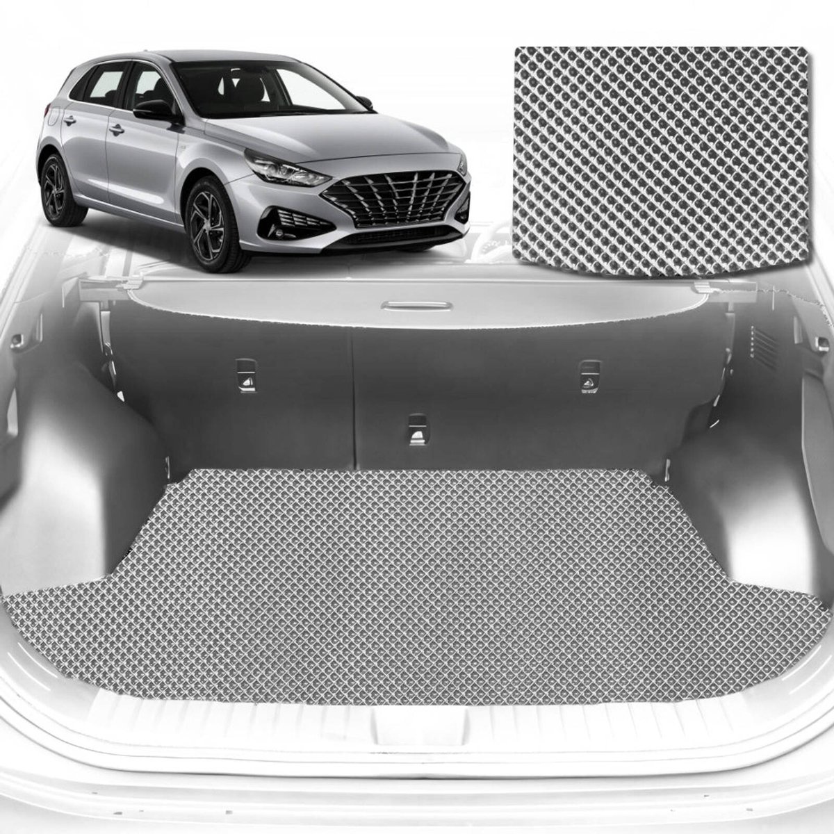 6D Diamond Car Boot Mat for Hyundai i30 (PD Hatch/Fastback)2017-2021 ...
