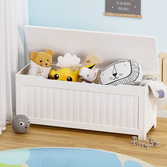 Levede Toy Box Levede White Toy Box Storage Cabinet with Kid Safe ...