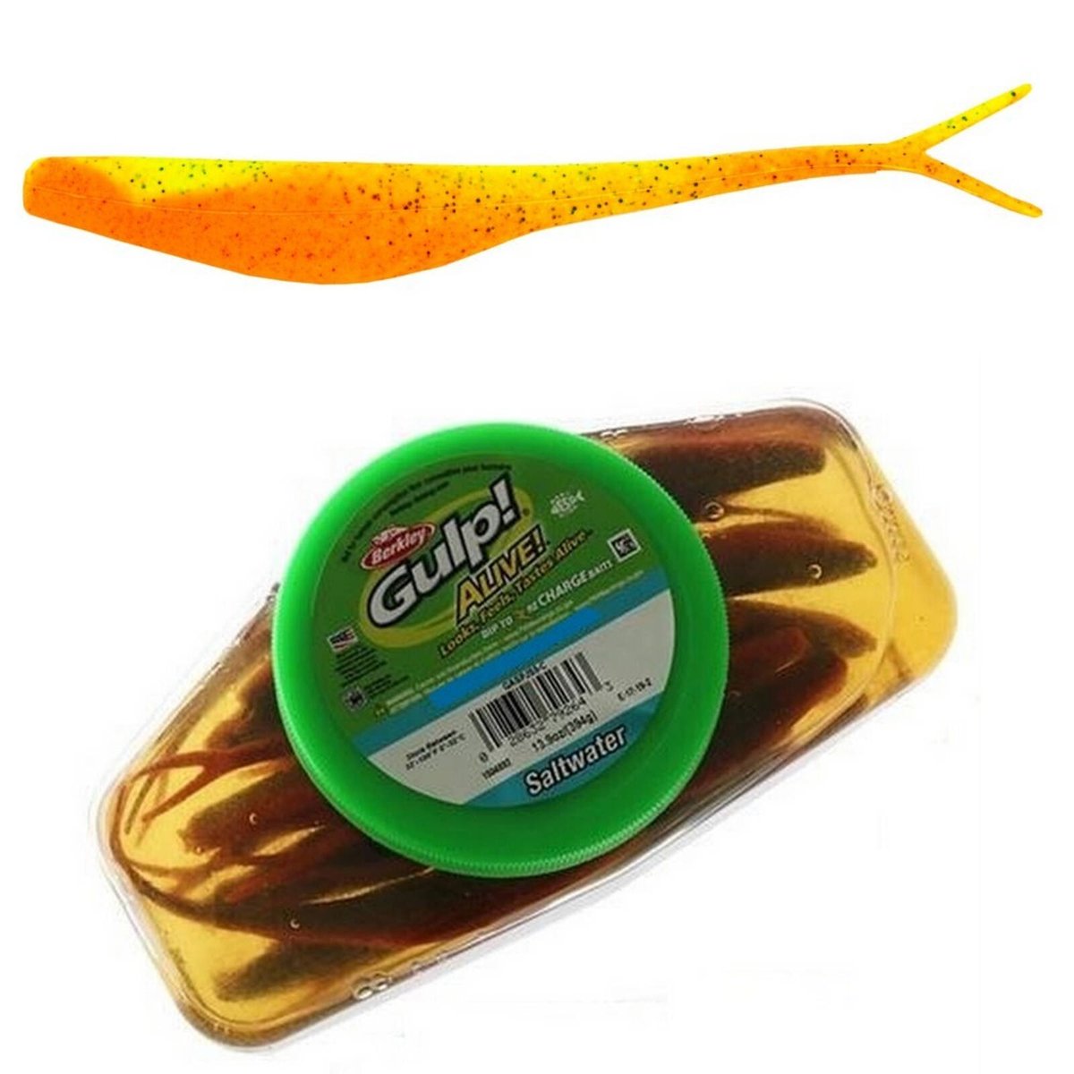 Tub of Berkley Gulp! Alive! 7 Inch Jerk Shad Recharge Baits - Firetiger ...