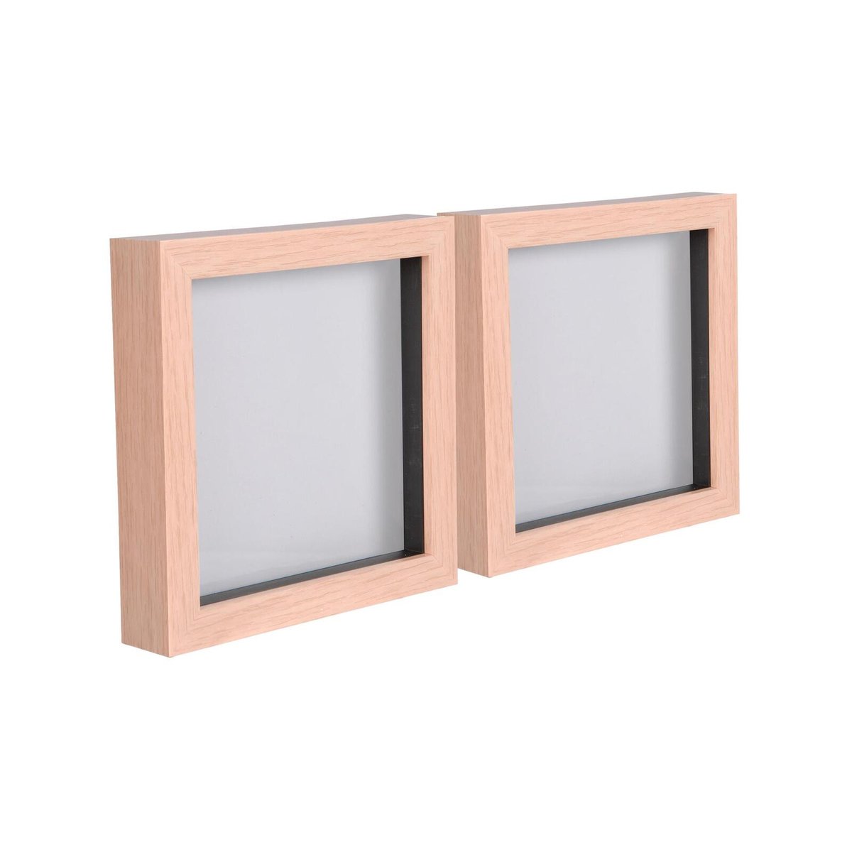 Nicola Spring 3D Box Photo Frames - 6" x 6" - Light Brown - Pack of 2 ...