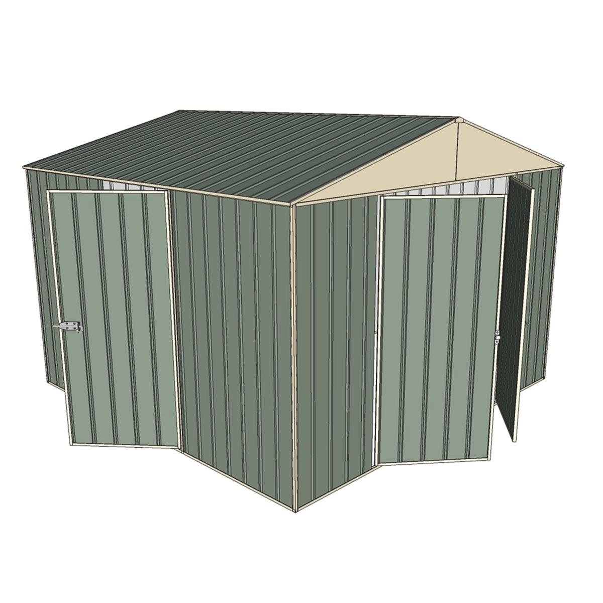 Build-a-Shed 3.0 x 3.0 x 2.3m Gable Triple Hinge Door Shed - Green ...