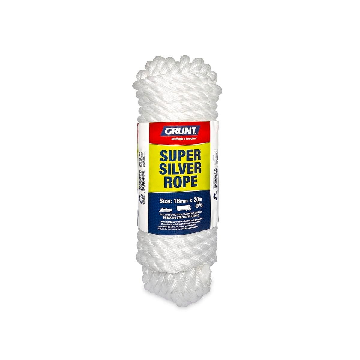 GRUNT 16mm x 20m White Super Silver Rope - Bunnings Australia