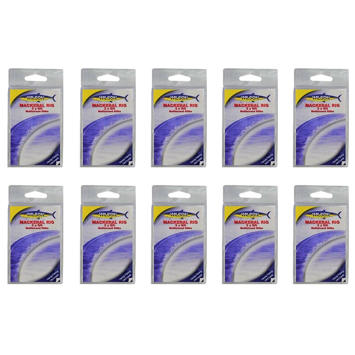 10x Wilson Mackerel Fishing Rig 3x6/0 Hook-Setup - 60lb Multi Strand ...
