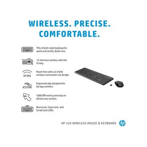 HP 330 USB Type A Wireless Mouse and Keyboard [2V9E6AA] - Bunnings ...
