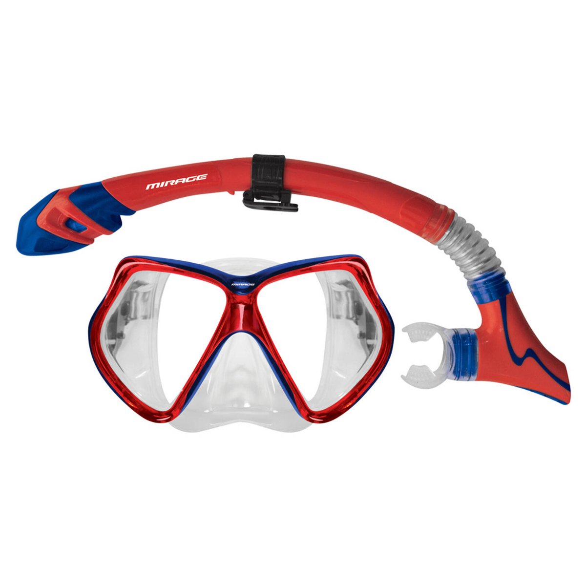 Mirage Adult Silicone Goggle Mask & Snorkel Set - Red - Bunnings Australia