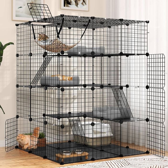 Advwin Cat Cage 4 Tier Large DIY Pet Crate Cat Villa Cat Enclosure ...