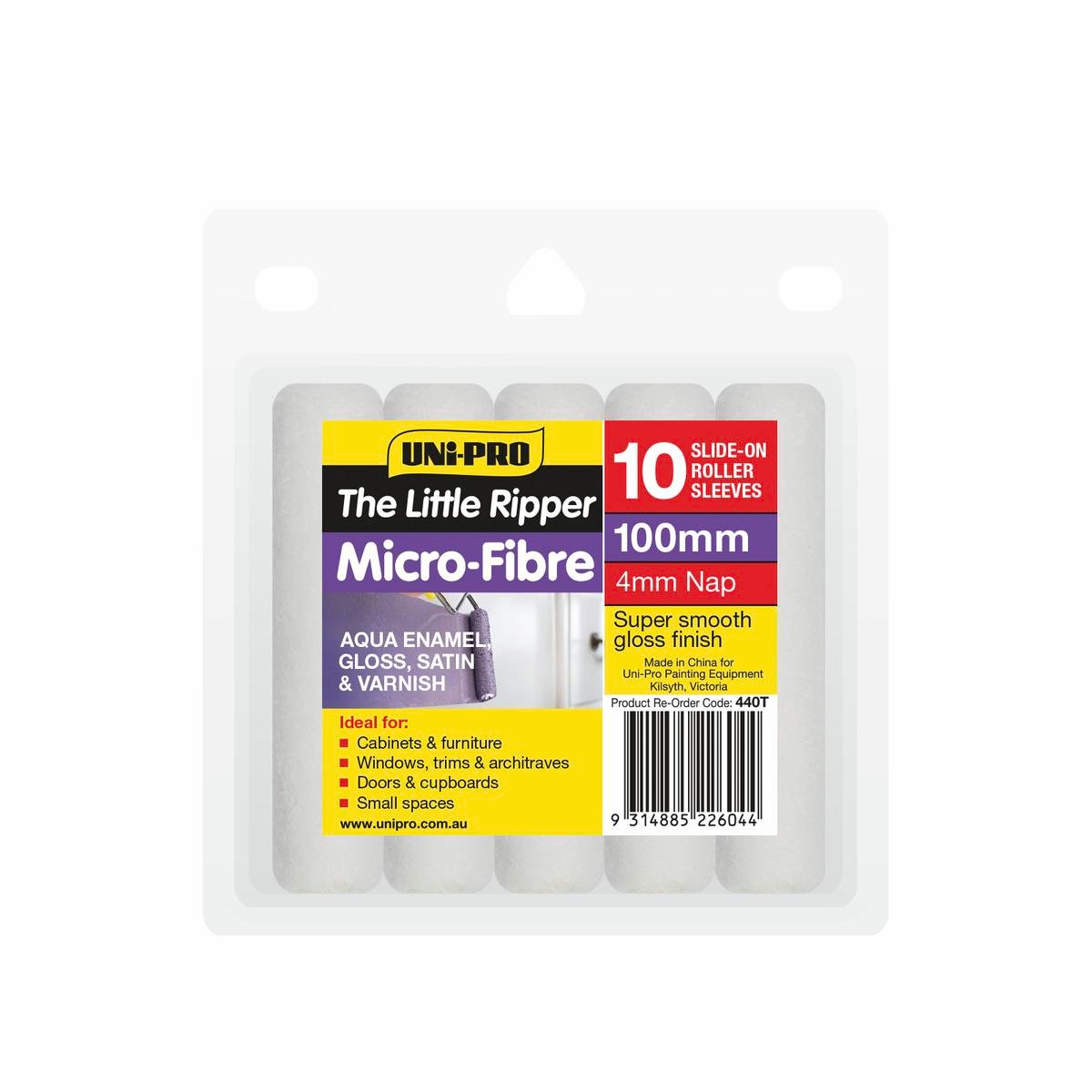 UNi-PRO 100mm Little Ripper Microfibre Mini Roller Covers 10 Pack 4mm ...