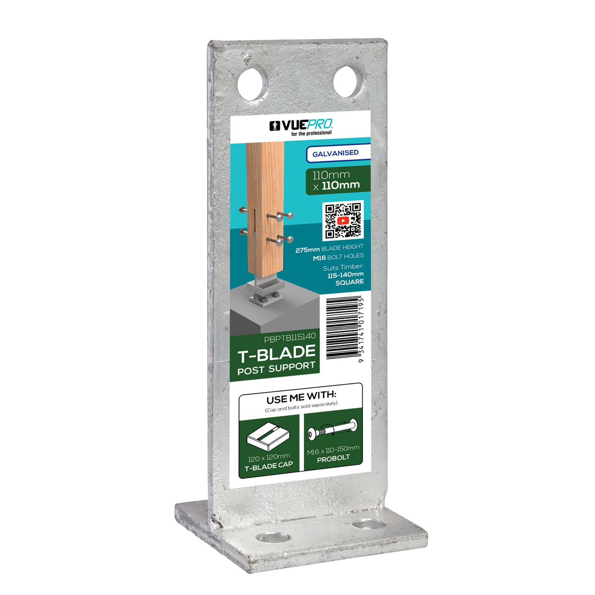 VUEPRO 110 x 110mm Galvanised T-Blade Support - Each - Bunnings Australia