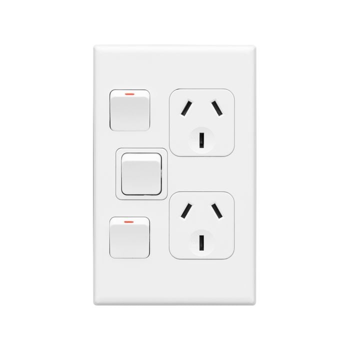 Deta Matte White Double Vertical Power Point with Extra Switch ...