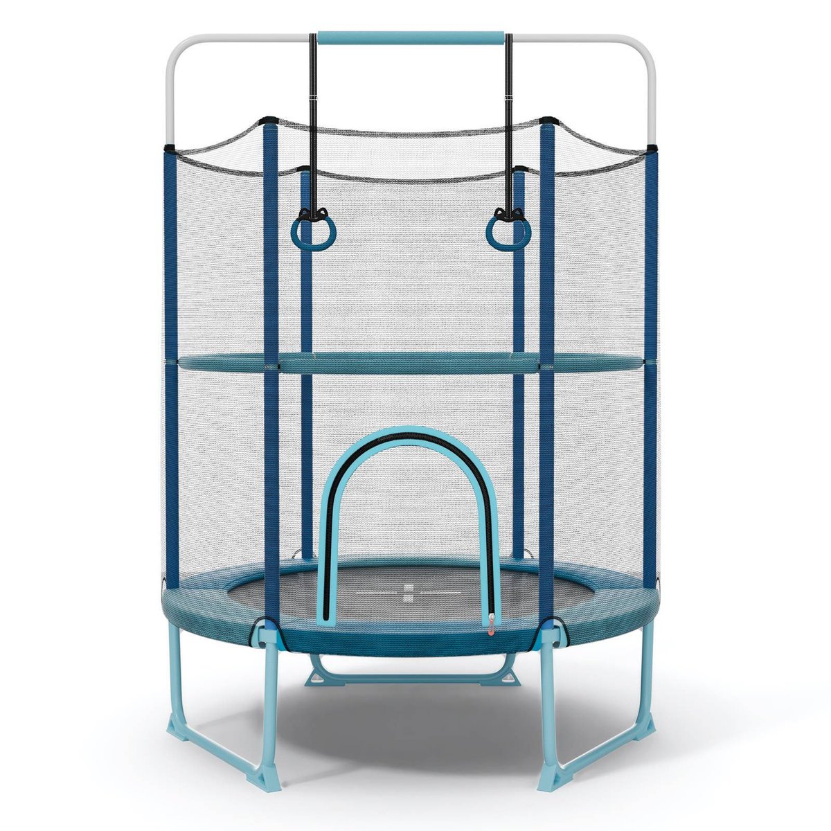 Costway 215cm Kids Trampoline Mini Bouncer w/Gymnastic Bar Blue ...