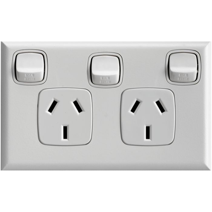 HPM Matt White Excel Double Powerpoint With Extra Switch - Bunnings New ...