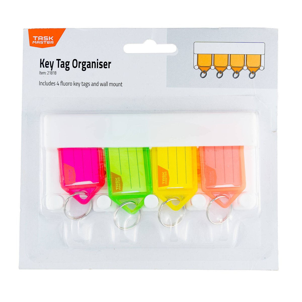 Taskmaster Fluoro Key Tag Organiser - 4 Pack - Bunnings New Zealand