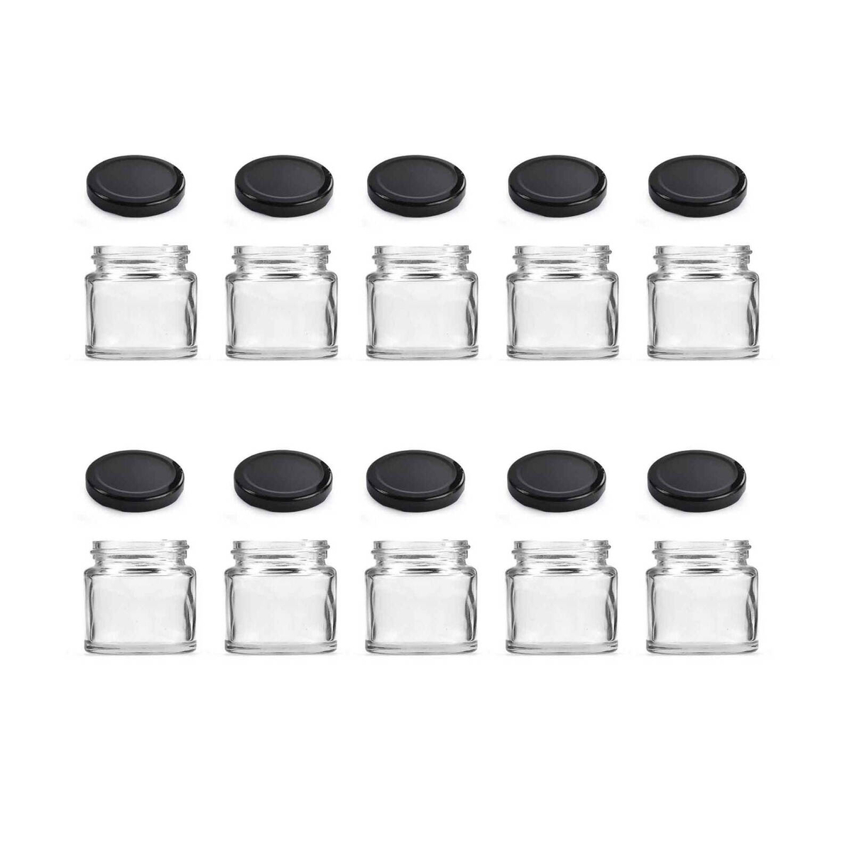 10x 300ml Flint Glass Jars + Twist Lids - Round Food Cosmetic Packing ...