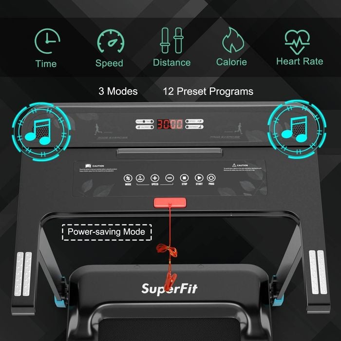 Costway Folding Electric Treadmill 12km/h with LED Screen Navy ...