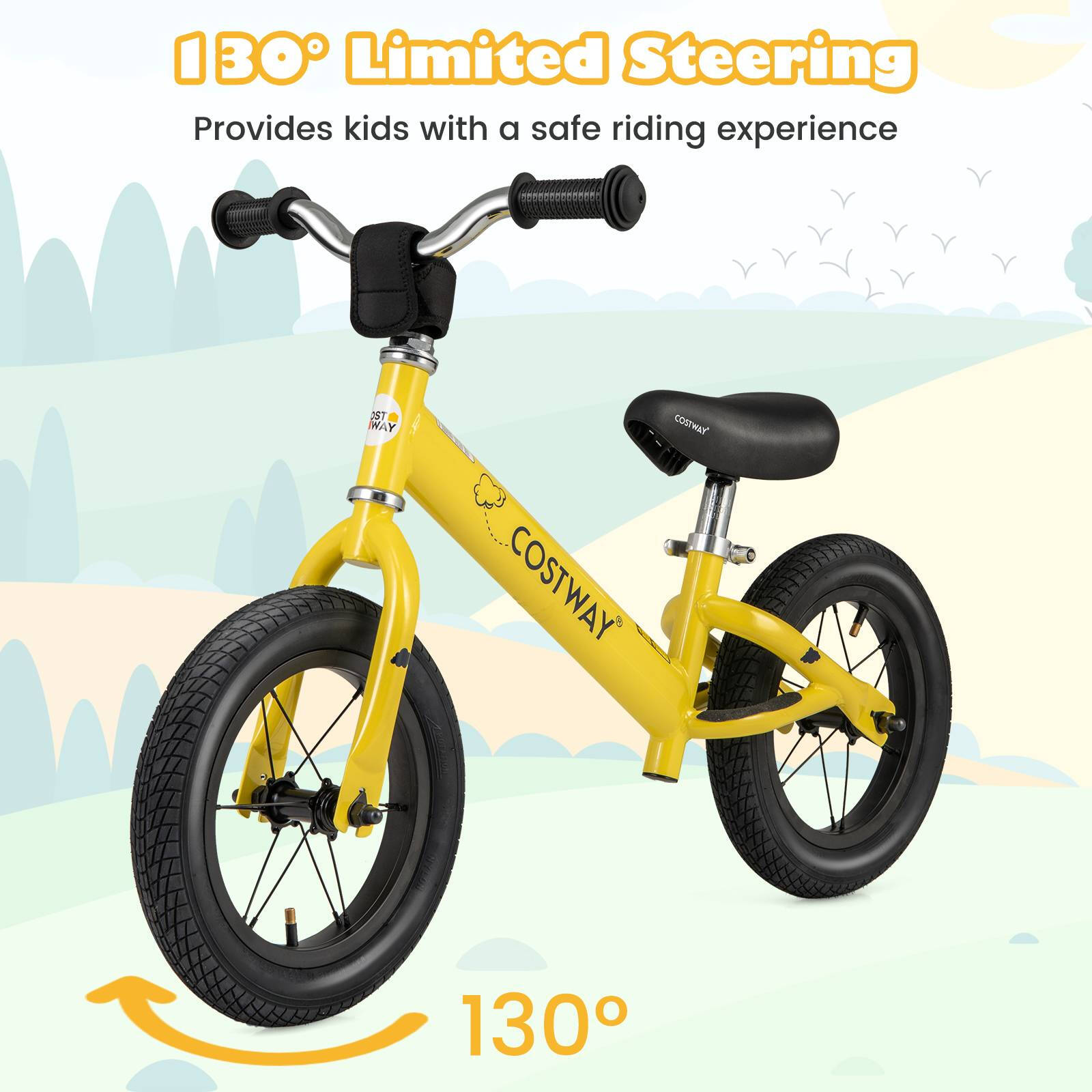 Costway Kids Balance Bike No Pedal Training Bicycle Indoor Outdoor Push Bike Yellow Bunnings Australia