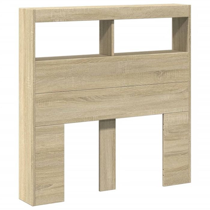 vidaXL Headboard Cabinet with LED Bed Cabinet Header Backboard Sonoma ...