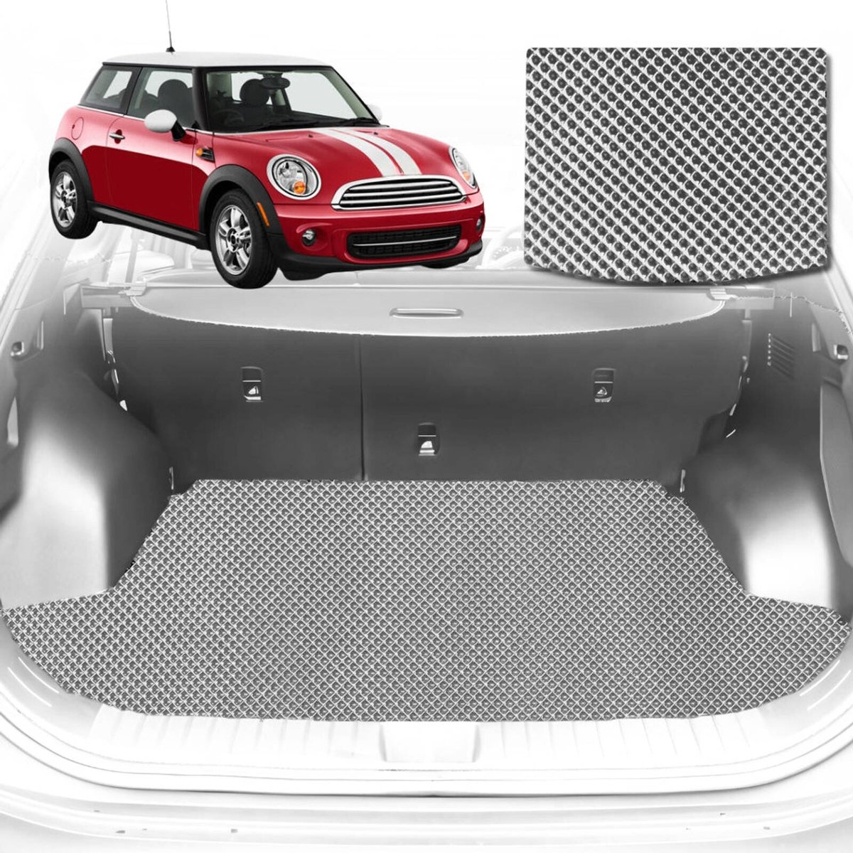 6D Diamond Car Boot Mat for MINI Cooper 3-Door Hatch (R56)2006-2013 ...