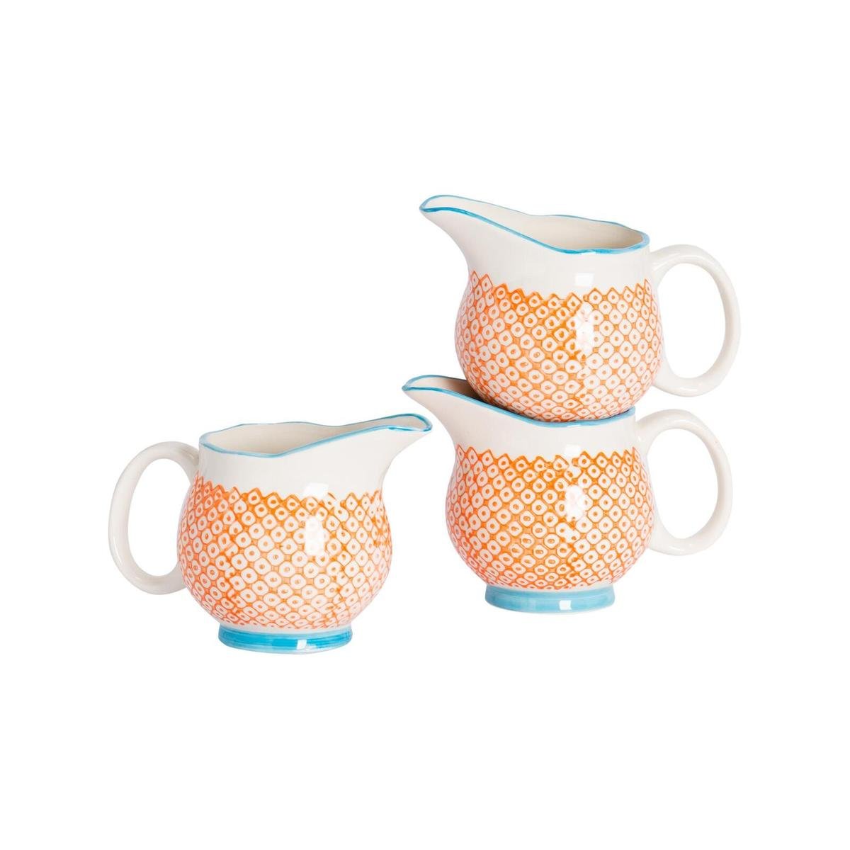 Nicola Spring 6 Piece Hand Printed Milk Jugs Set - Ceramic Porcelain ...