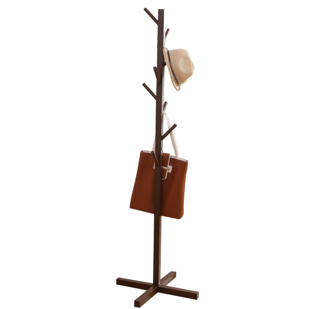 Splendid Living Brown Modern Simple Solid Wood Coat Rack - Bunnings ...