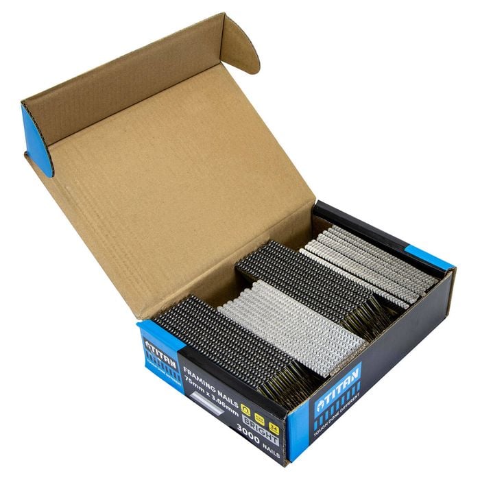 Titan 75 x 3.06mm Bright Steel Collated Framing Nails - 3000 Box ...