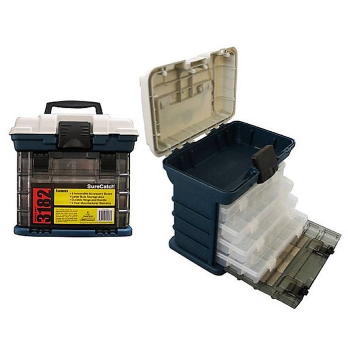 Surecatch 4 Tray Heavy Duty Fishing Tackle Box for Terminal Tackle Blue ...