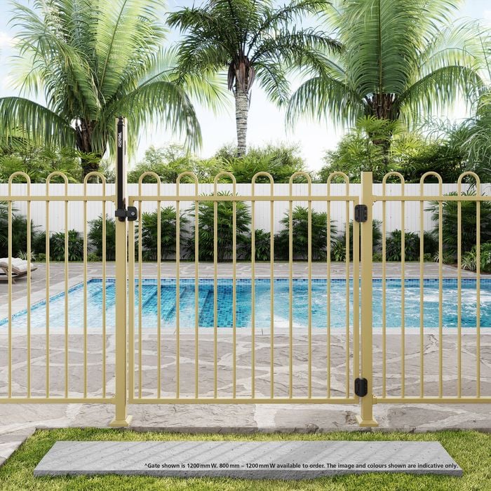 ProtectorAl 2400 x 1200mm Primrose Aluminium Loop Top Pool Fence Panel ...