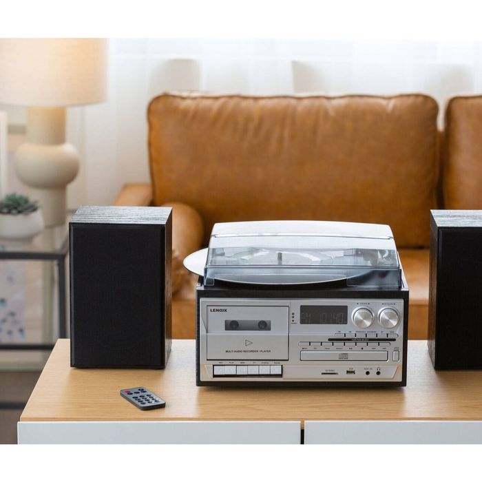 Lenoxx Audio Home Entertainment System (Black) Turntable, CDs, Vinyl ...