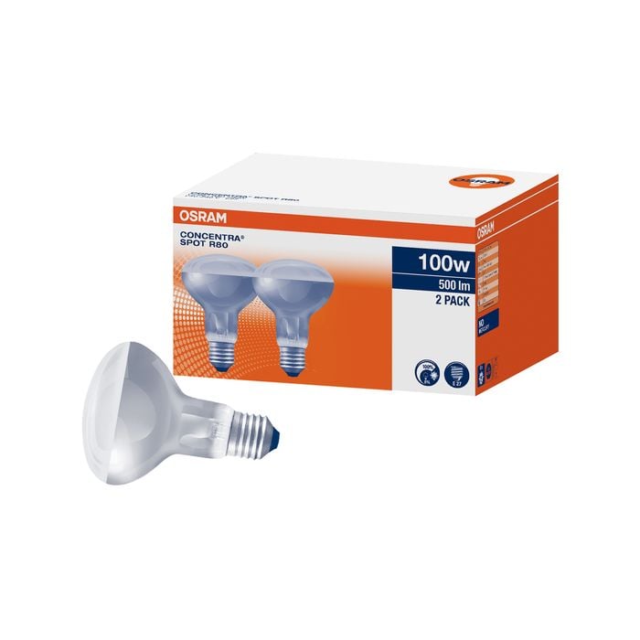 Osram R80 Spot Reflector ES Halogen 500Lm 100W Light Globe - 2 Pack ...
