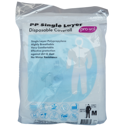 Pro-Val PP Single Layer Disposable Coverall - Size Medium - Bunnings ...
