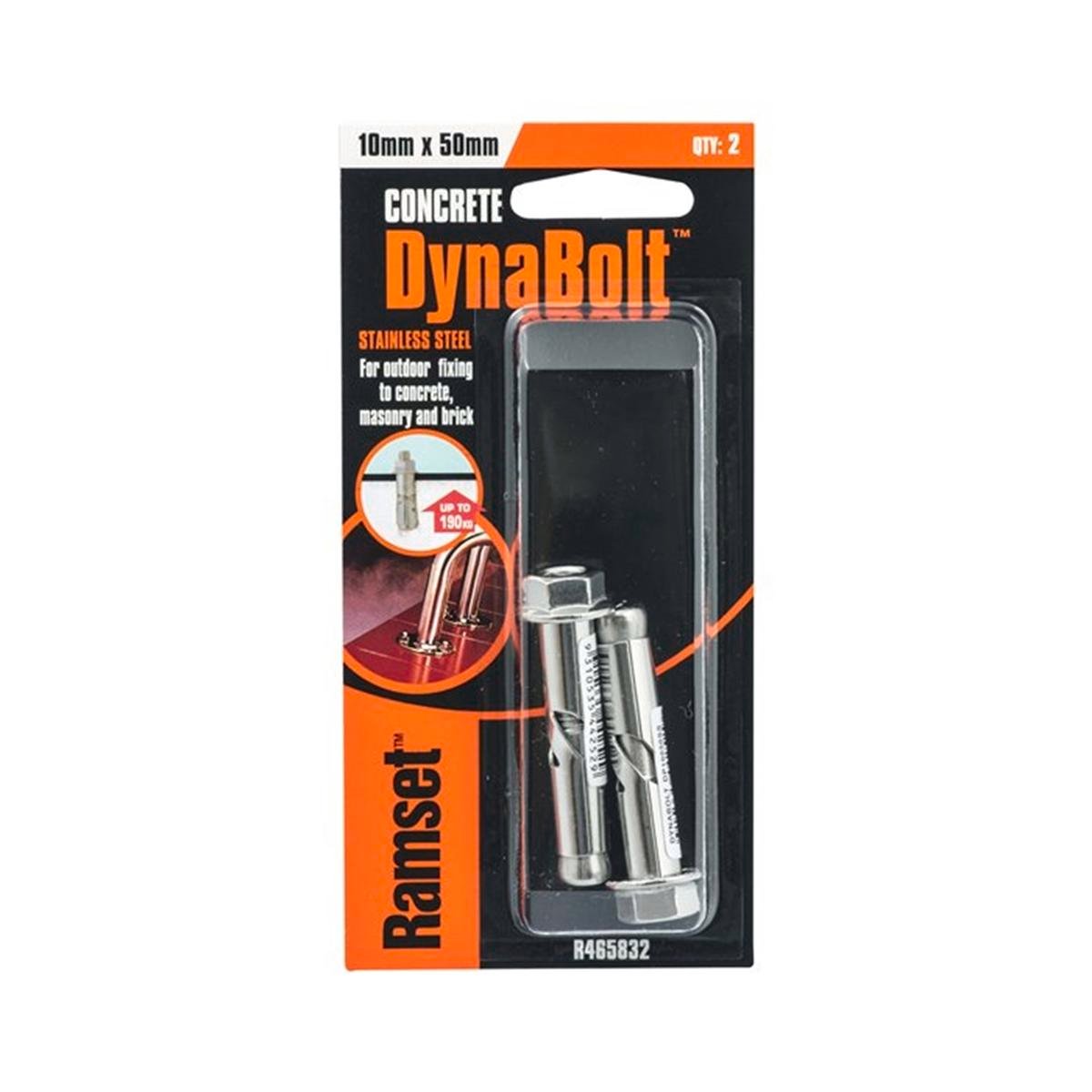 Ramset Dynabolt Hex 316 Stainless Steel M10 x 100mm 2pk - Bunnings New ...