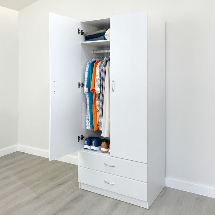 Practa White 2 Door 2 Drawer Robe - Bunnings Australia