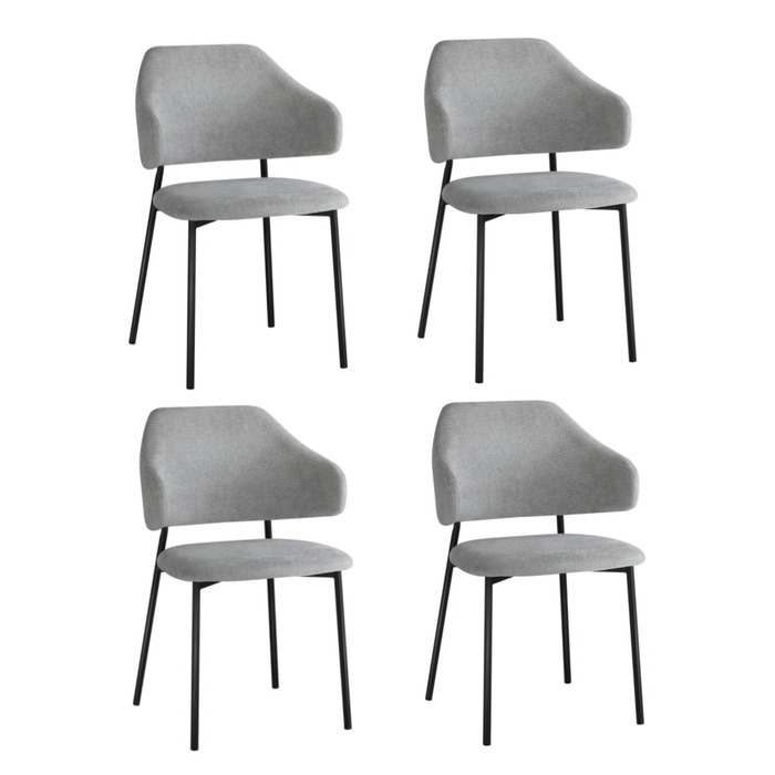 Oikiture 4PC Dining Chair Fabric Grey&Black - Bunnings Australia