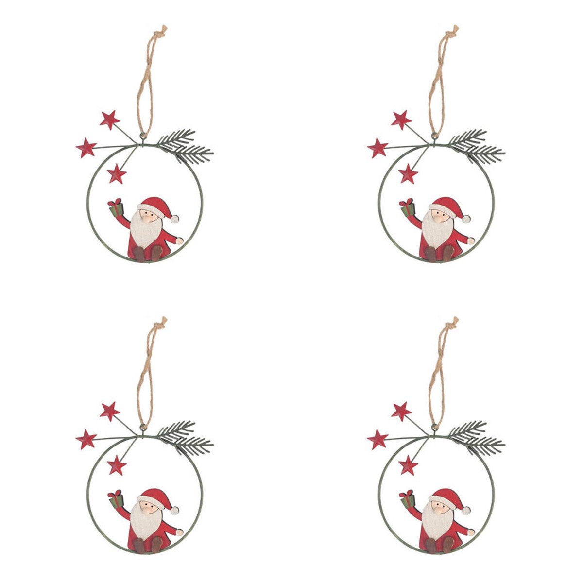 4PK Urban Santa in Wreath Hanging Decoration 12cm Red/Green Assorted ...
