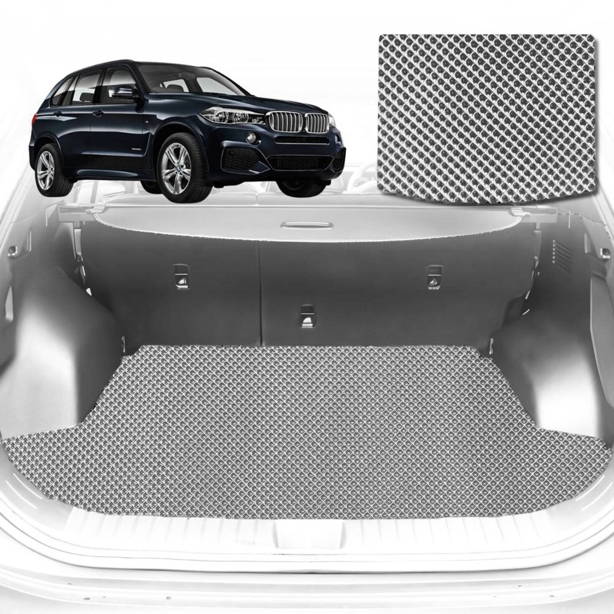 6D Diamond Car Boot Mat for BMW X5 (E70)2007-2013-Cargo Mat-Grey ...