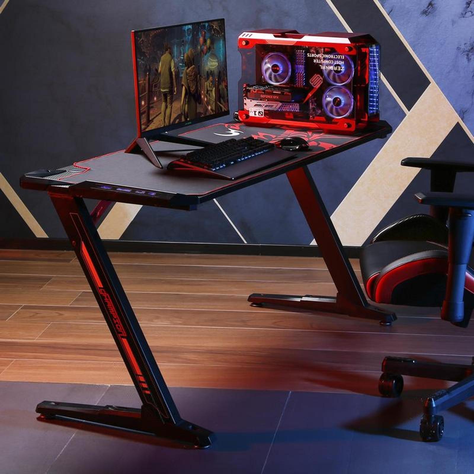 Eureka Ergonomic Z60 Black Gaming Desk with RGB Lights Bunnings Australia