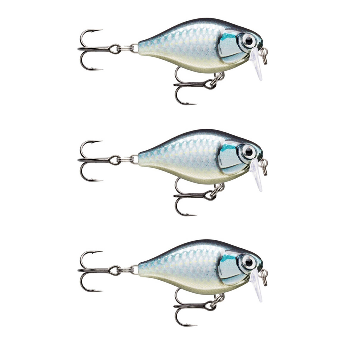 3x Rapala 3.5cm X Light Crank Shallow Run Crankbait Fishing Lures ...