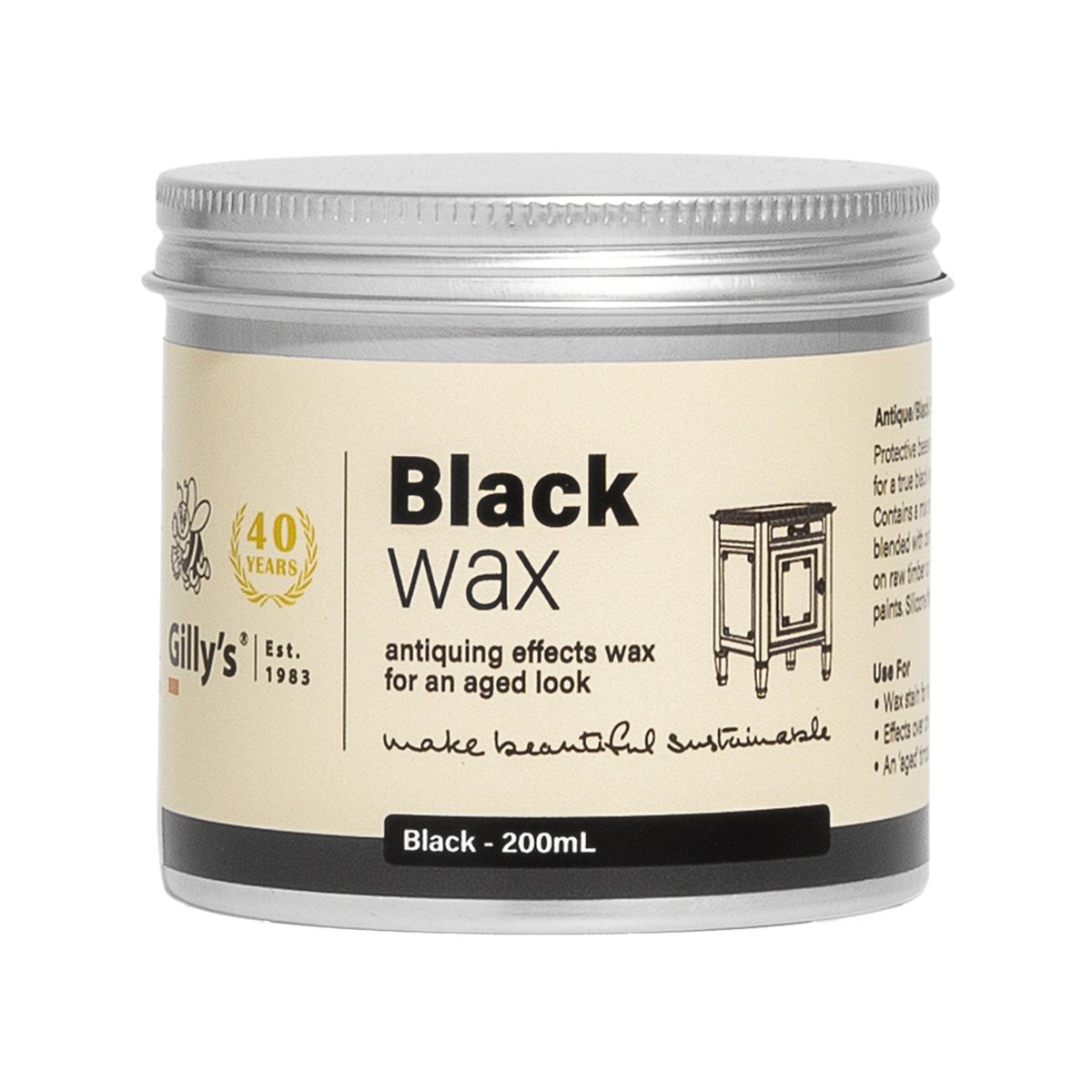 Gilly's 200 ml Black Wax - Antique Effects Wax - Bunnings Australia
