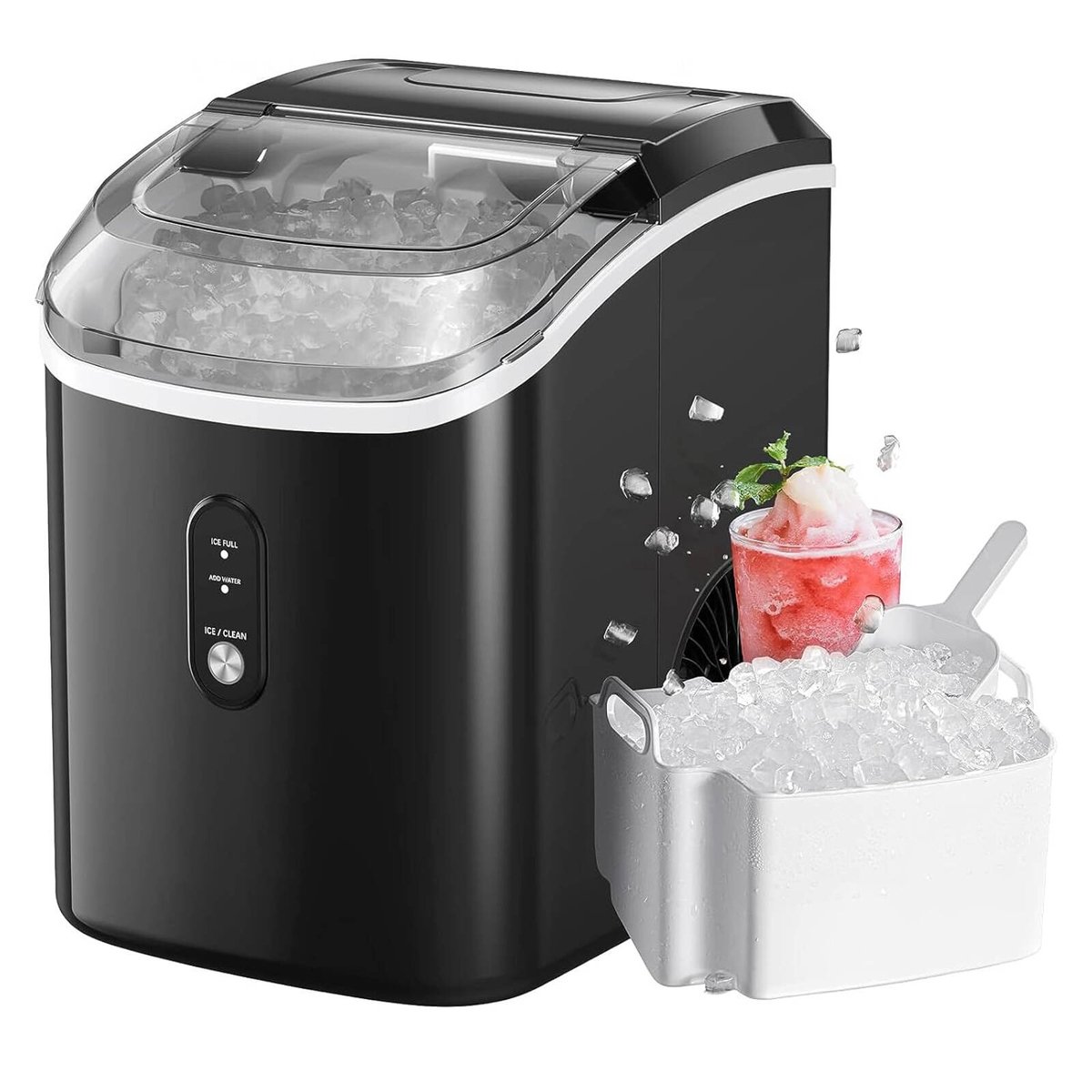 Advwin 15KG Nugget Ice Maker Countertop Pebble Ice Machine - Black ...